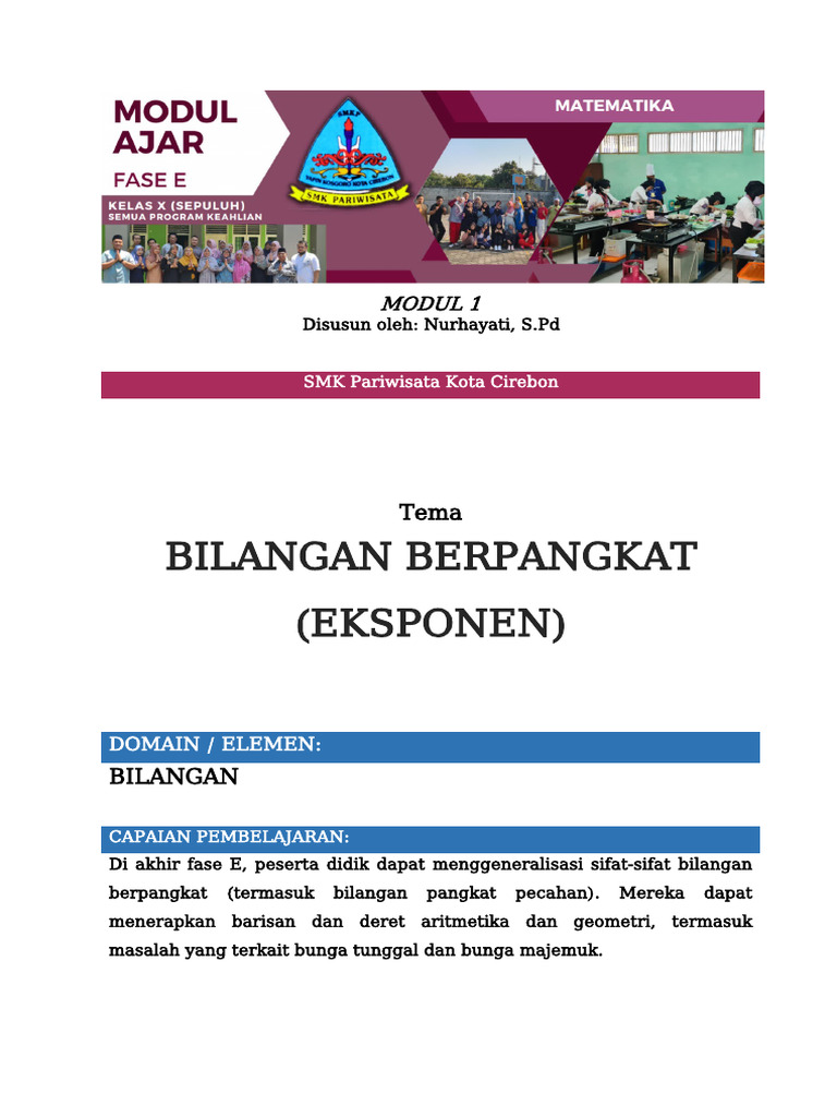 Modul Ajar Bilangan Berpangkat | PDF