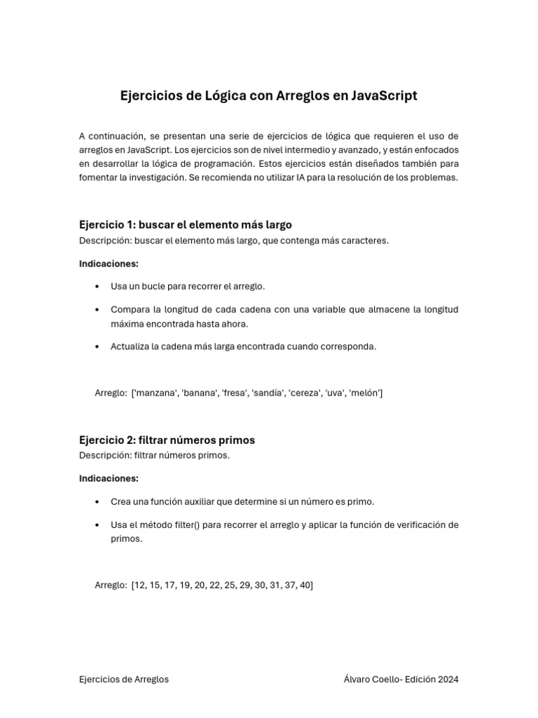 Ejercicios JavaScript Arreglos | PDF | Informática teórica | Informática