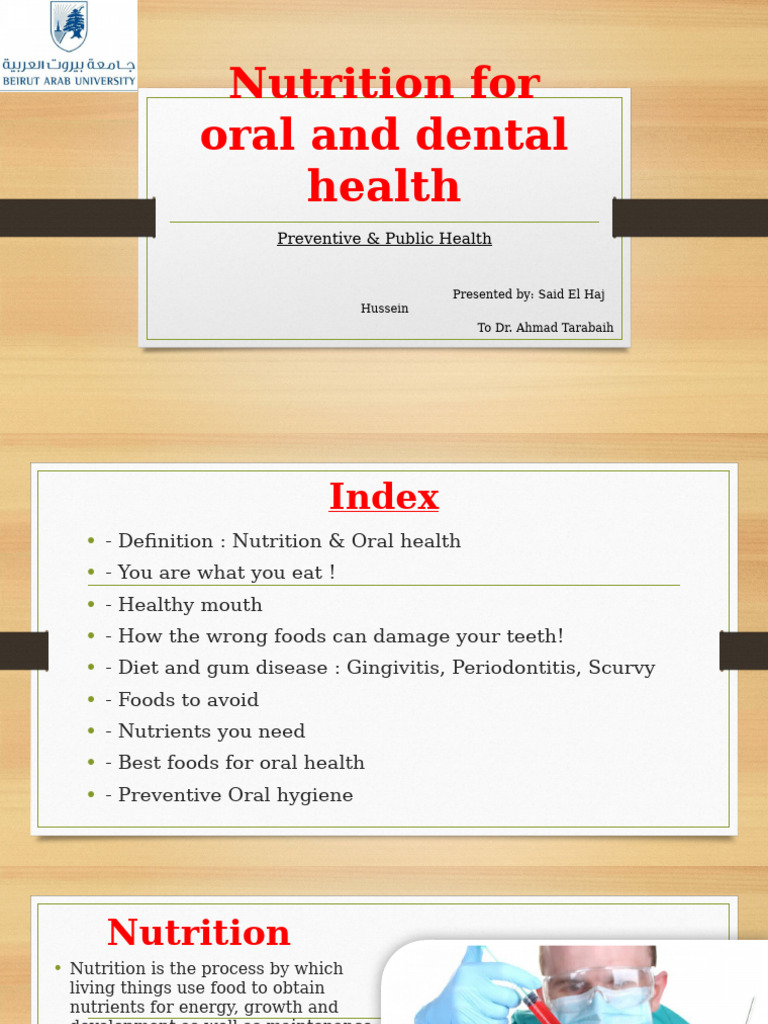 Nutrition's Role in Oral Health | PDF | Human Tooth | Periodontology