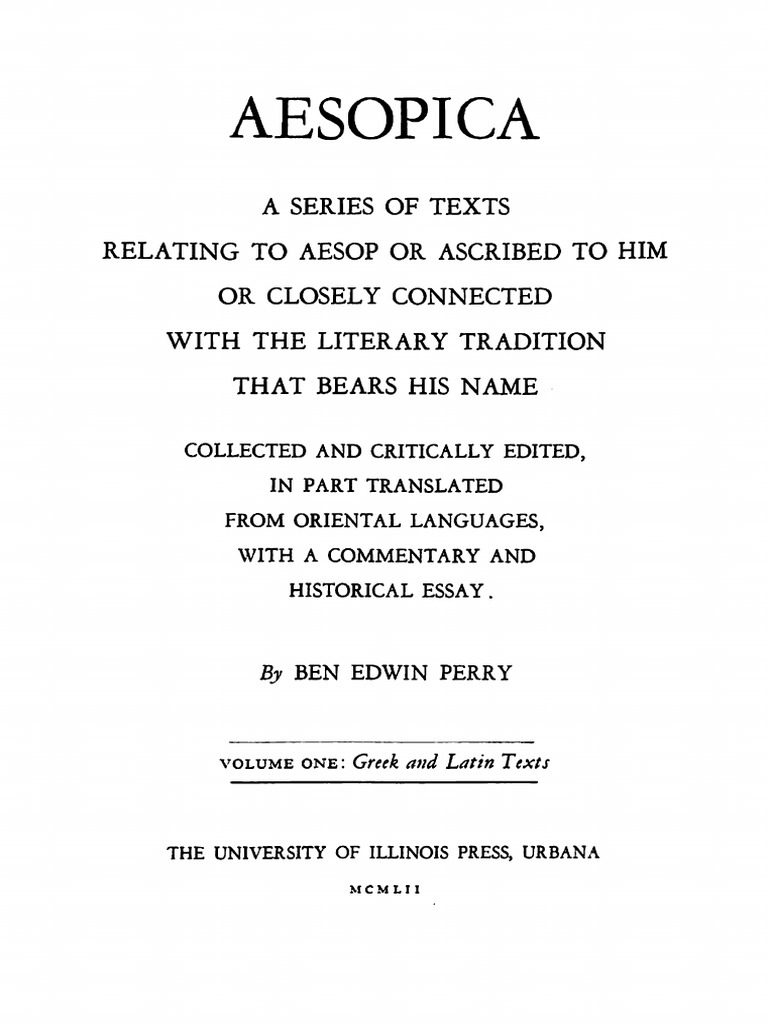Aesopica | PDF | Fable | Aesop's Fables