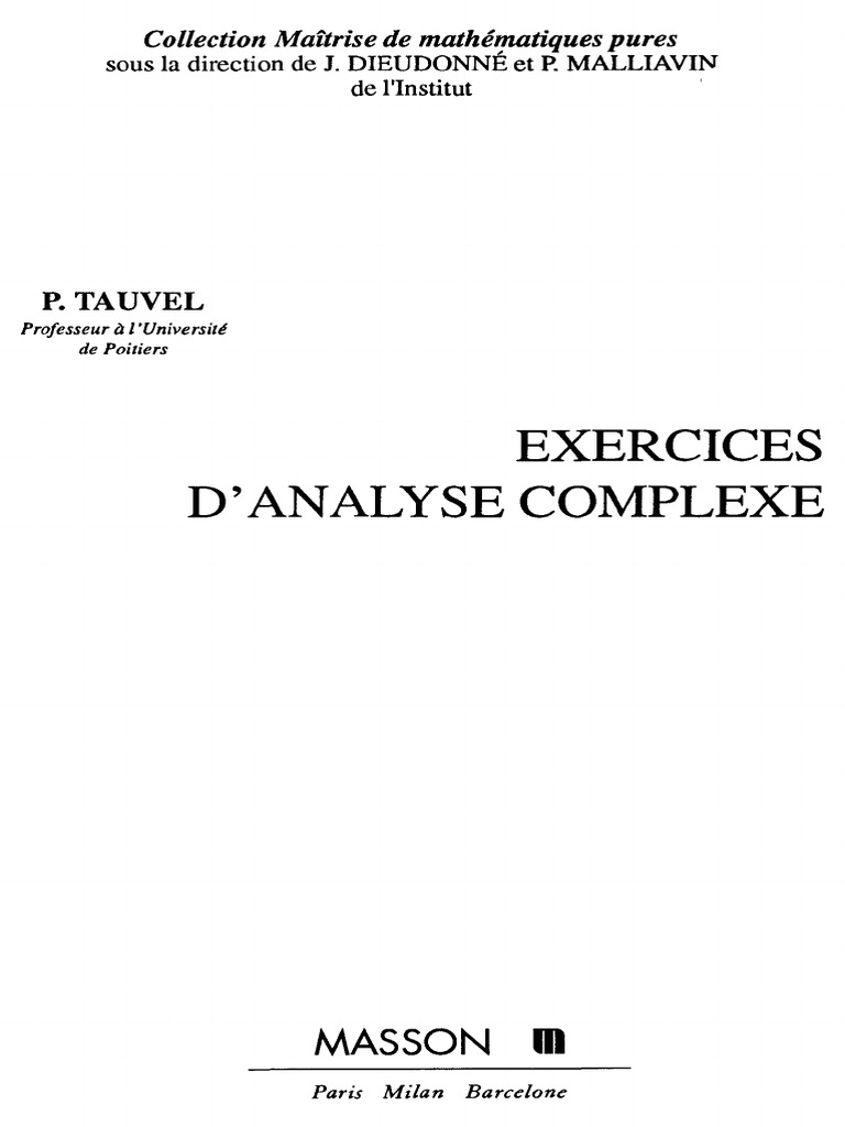 Exercices Danalyse Complexe (P. Tauvel) | PDF