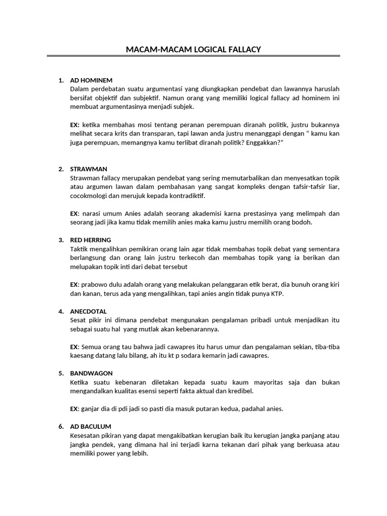 Memahami 7 Jenis Logical Fallacy Pdf