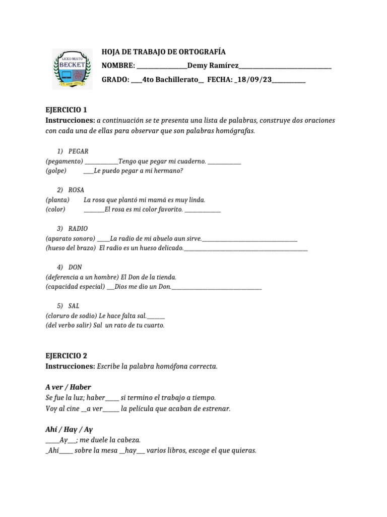 Tarea ORTOGRAFÍA | PDF