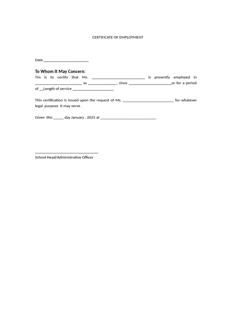 Employment Certificate Template | PDF