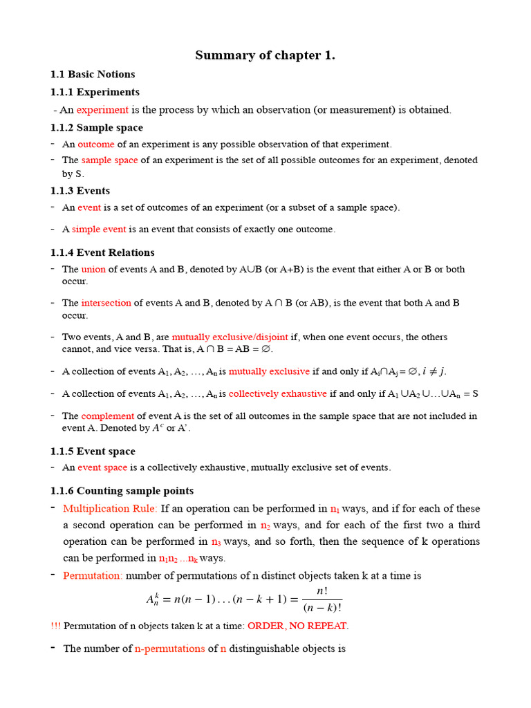 Summary of Lectures - Chapter 1. Probability | PDF | Measure Theory | Probability And Statistics