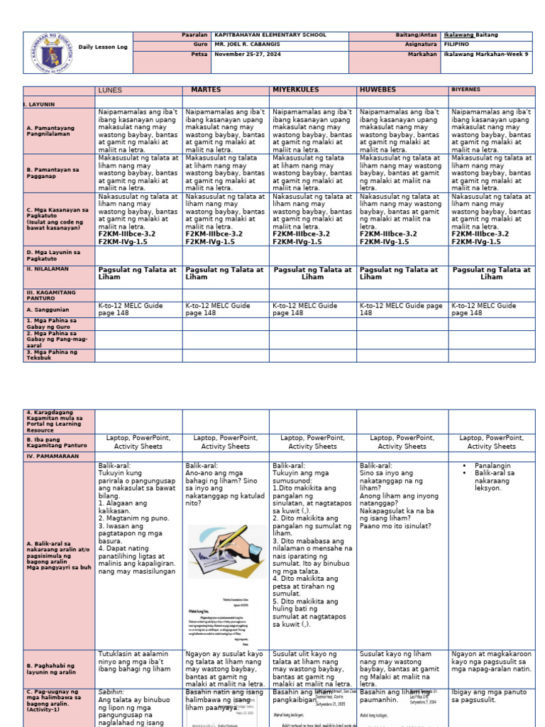 Q2 Week9 DLL Filipino 2 | PDF