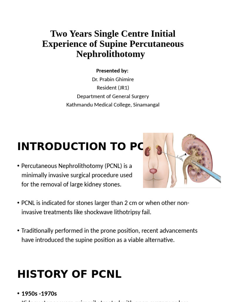 Supine PCNL: Two-Year Experience Summary | PDF | Surgery | Anatomical ...