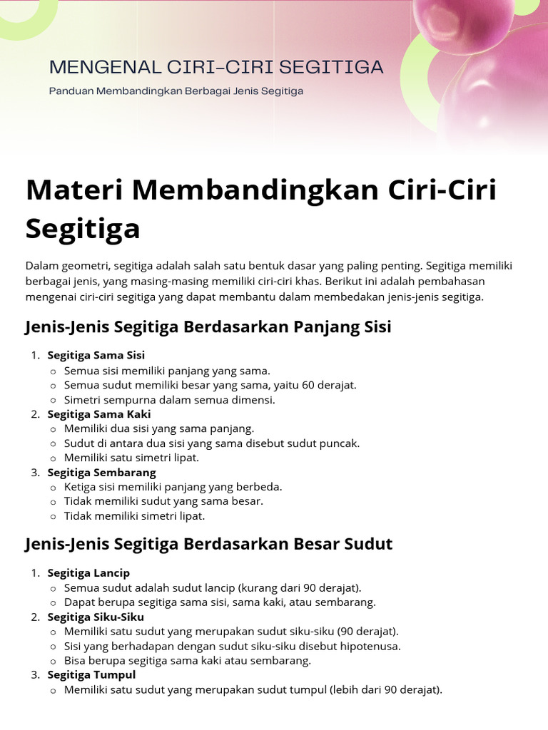Materi Membandingkan Ciri-Ciri Segitiga | PDF