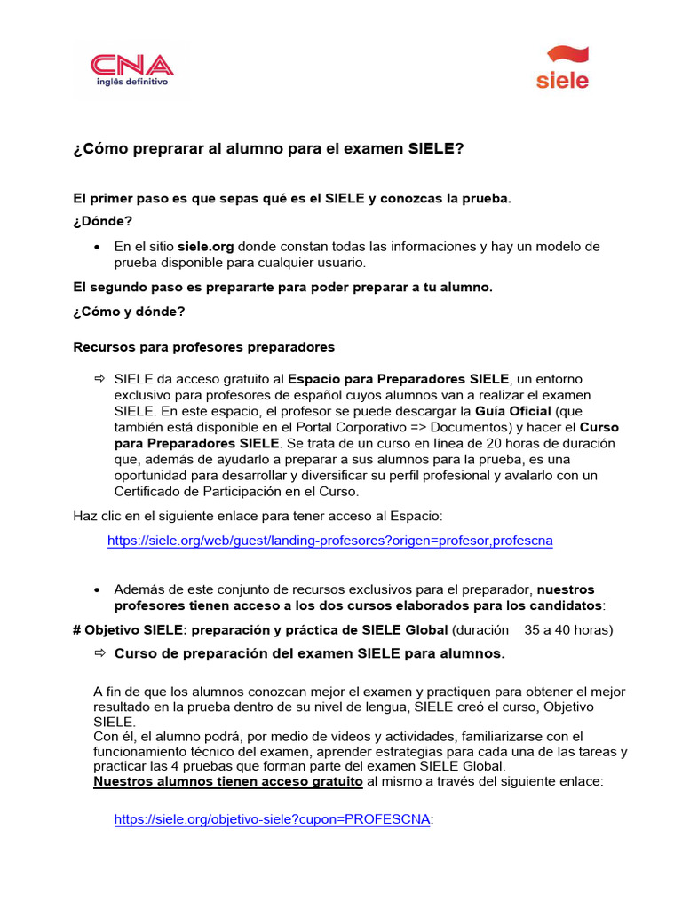 Preparación para el examen SIELE | PDF