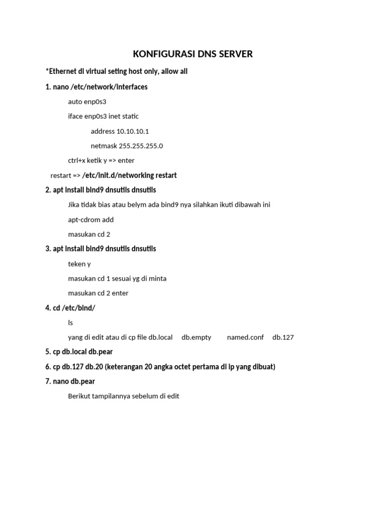 Panduan Konfigurasi DNS Server BIND9 | PDF
