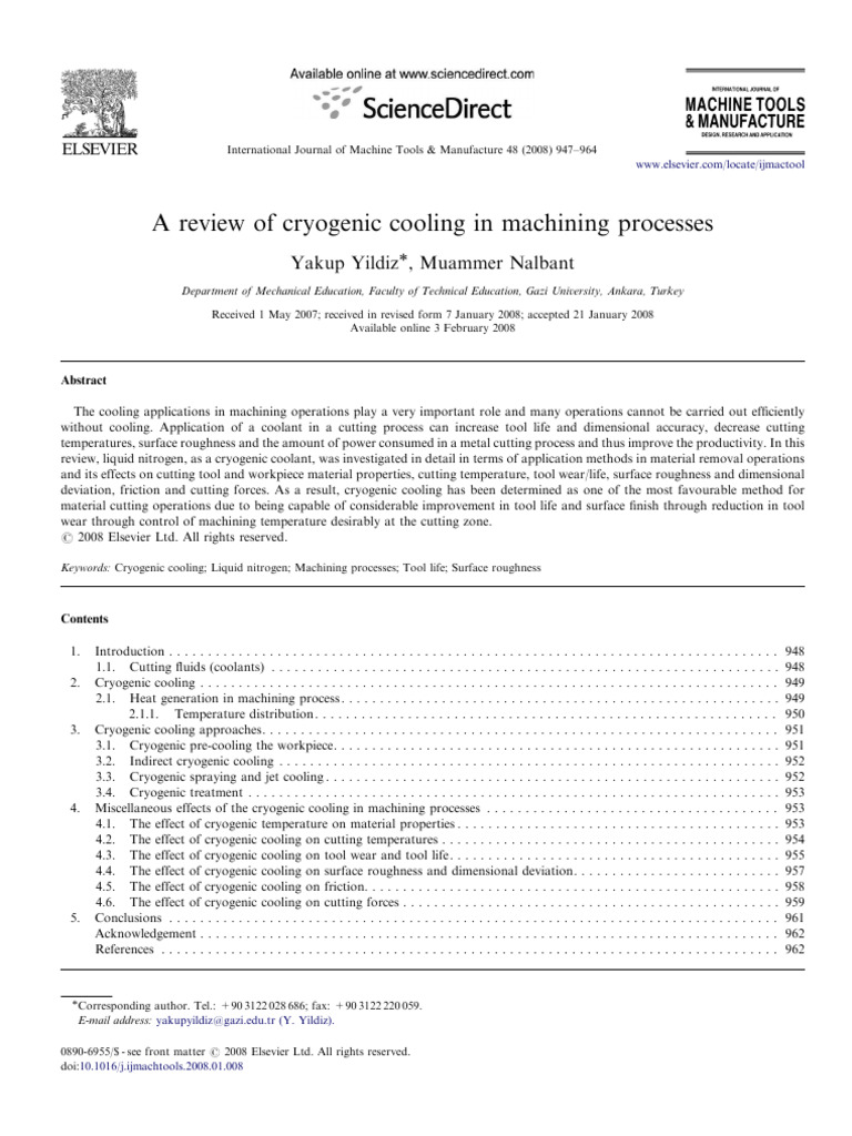 Cryogenic Cooling in Machining Processes | PDF | Machining | Coolant