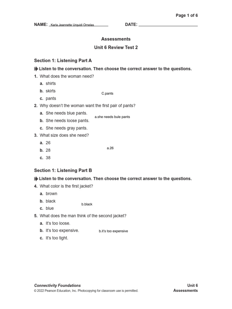 CTY Foundations Assessments Unit 6 Review Test 2 | PDF | Language ...