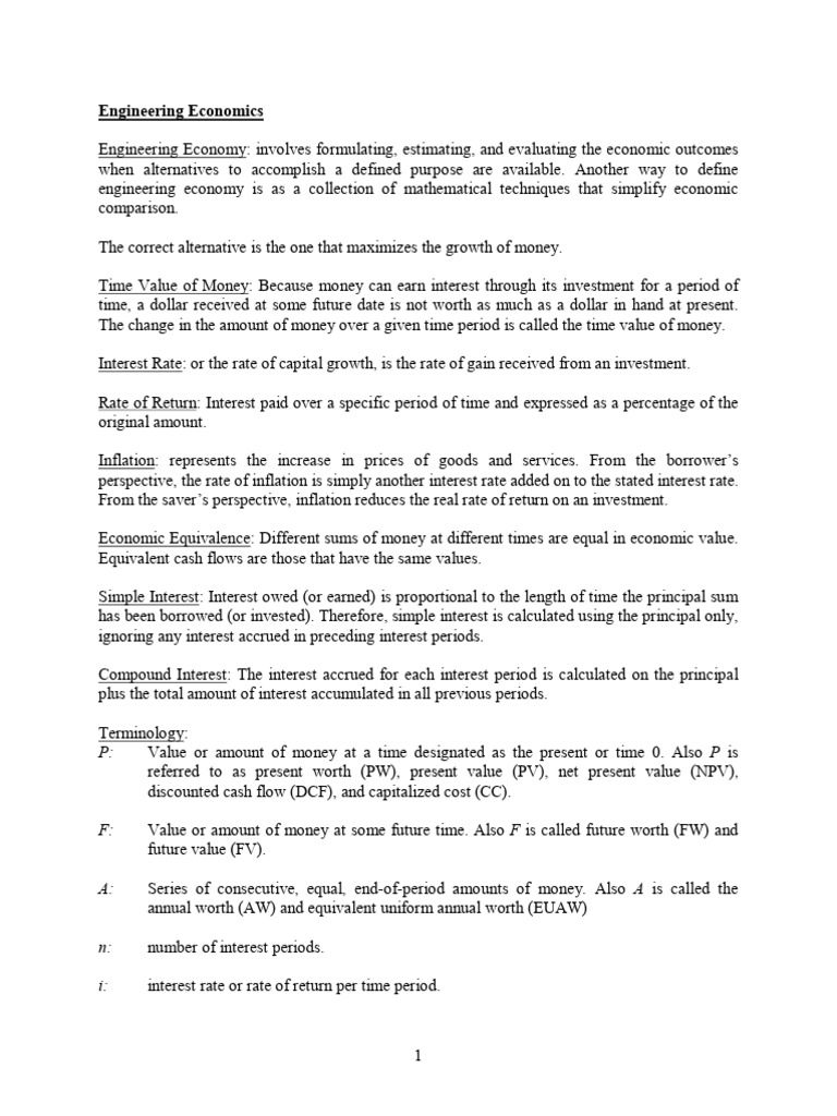 Engineering Economics | PDF | Interest | Net Present Value