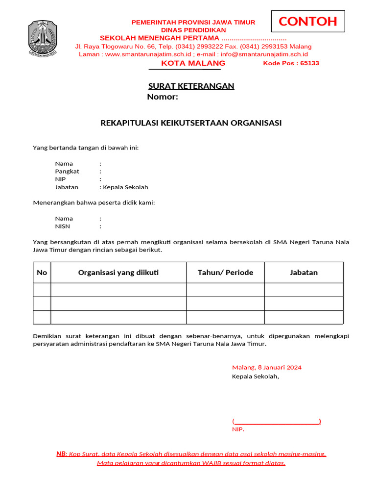 5. Contoh Rekap Organisasi | PDF