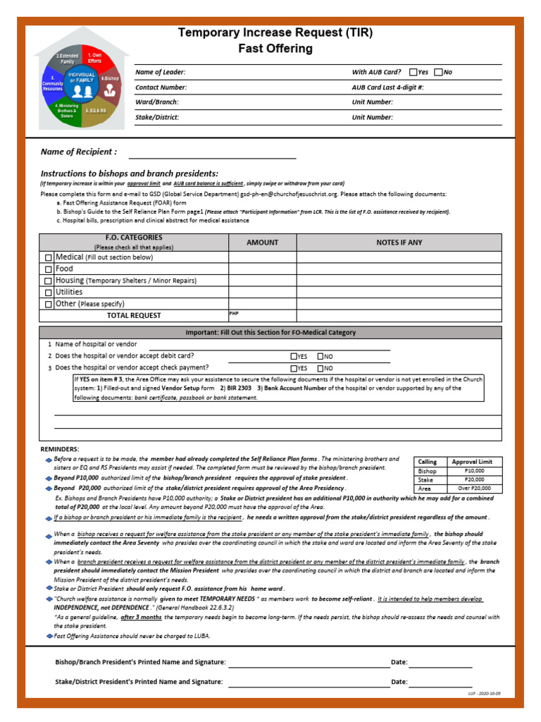 Temporary Increase Request (TIR) - Fast Offering | PDF
