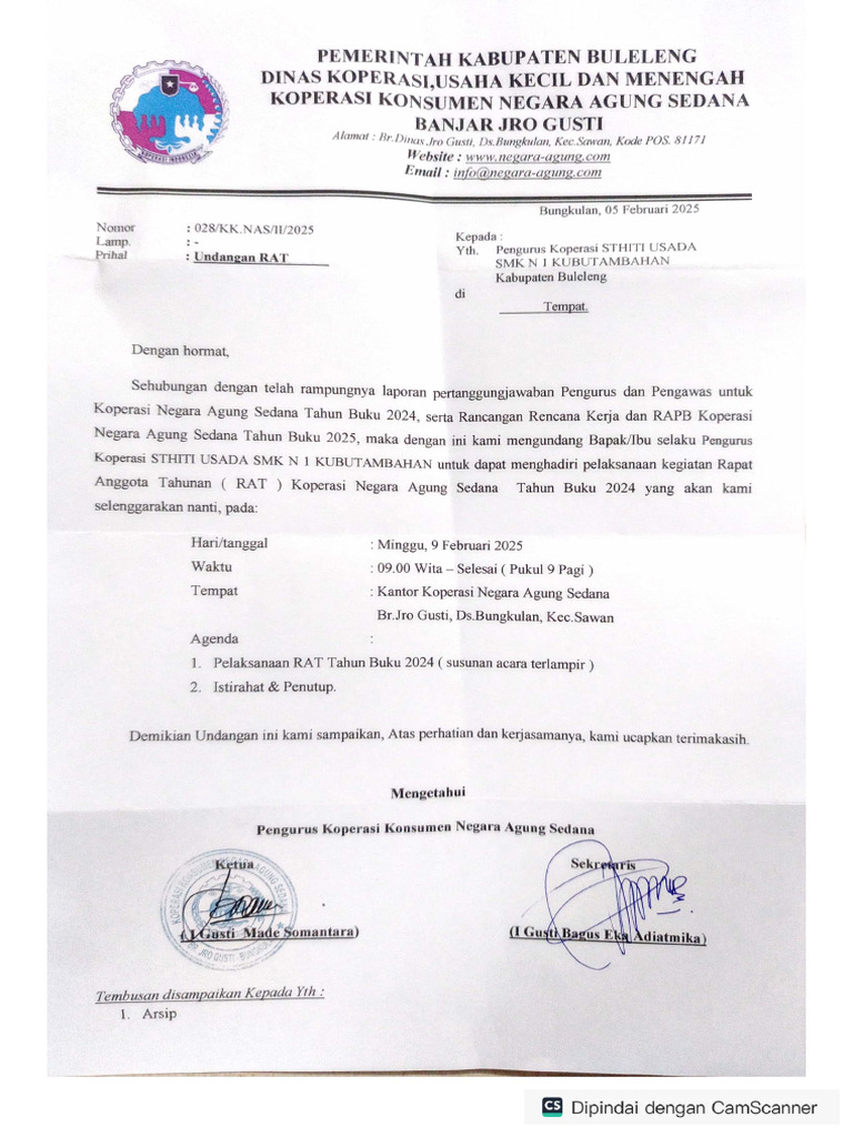 Surat Undangan RAT Kopnas | PDF