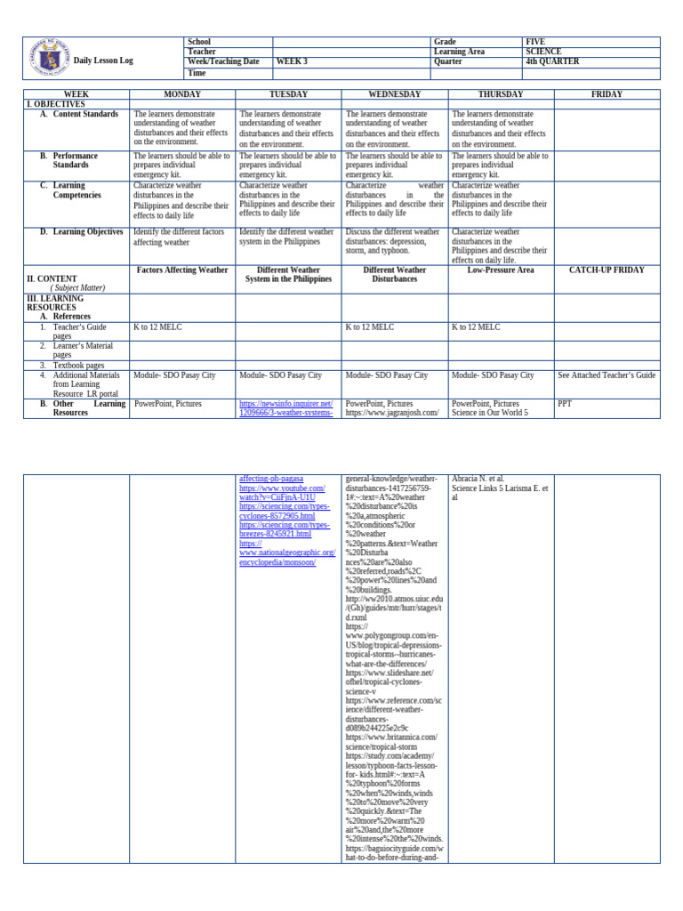 SCIENCE 5 QUARTER 4 WEEK 3 | PDF | Tropical Cyclones | Wound