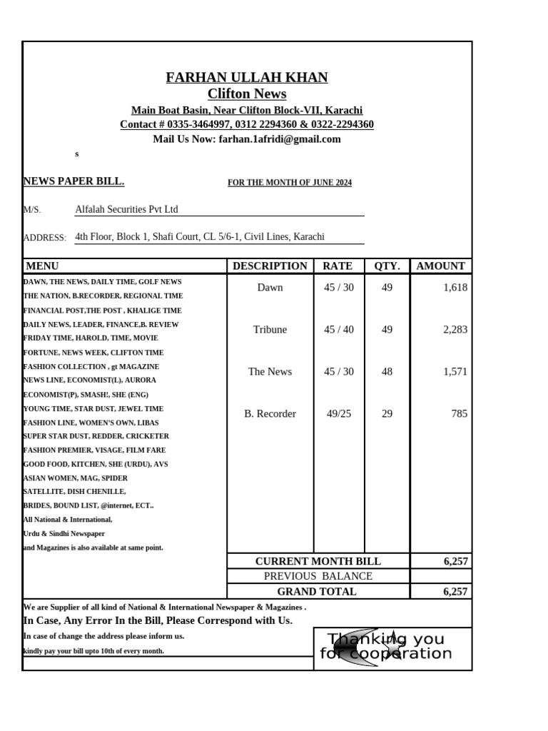 June 2024 Bill | PDF