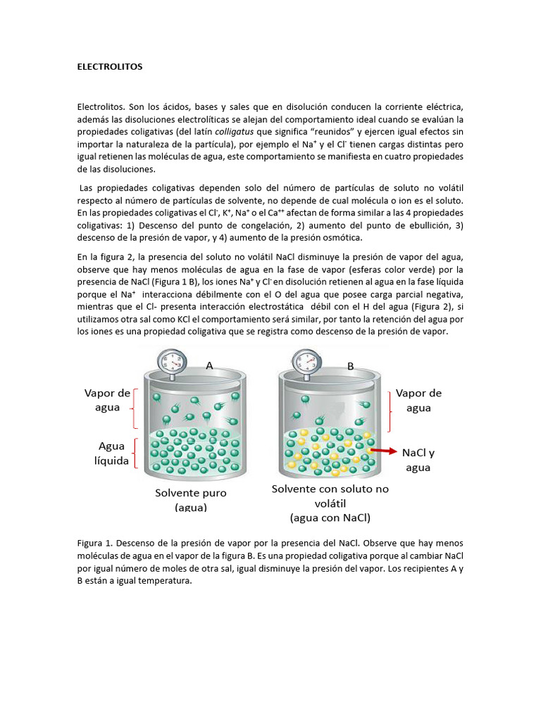 Electrolitos, Prop. Coligativas | PDF | Química Física | Química
