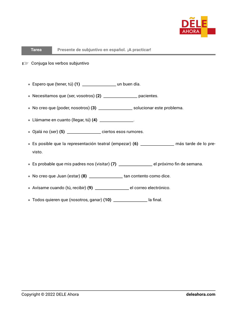Presente de Subjuntivo en Espanol A Practicar | PDF