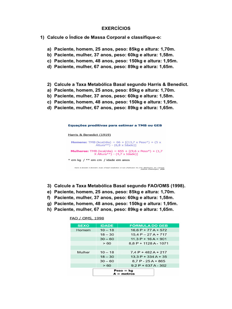 Exercícios Revisão TMB | PDF