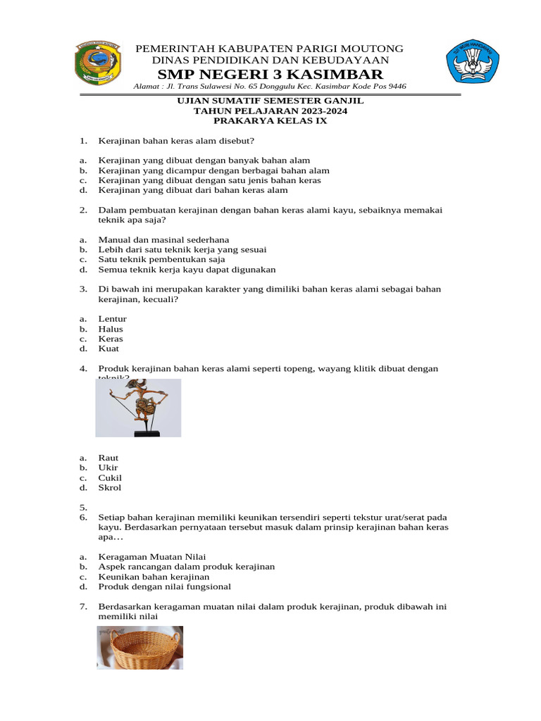 Soal Prakarya Kelas 9 | PDF