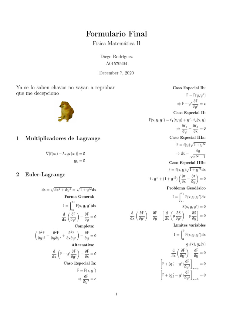 Formulario Family Friendly | PDF | Mathematical Physics | Elementary ...