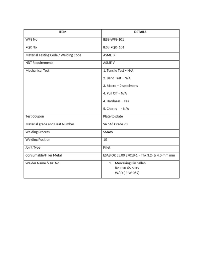 Test Matrix-IESB-WPS-101 | PDF