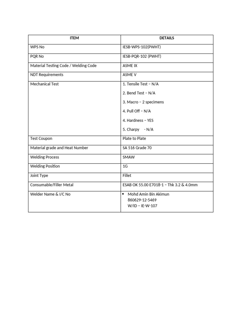 SA 516 Gr 70 SMAW Fillet Weld Specs | PDF