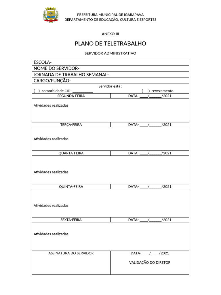 Planilha Do Servidor-Teletrabalho | PDF
