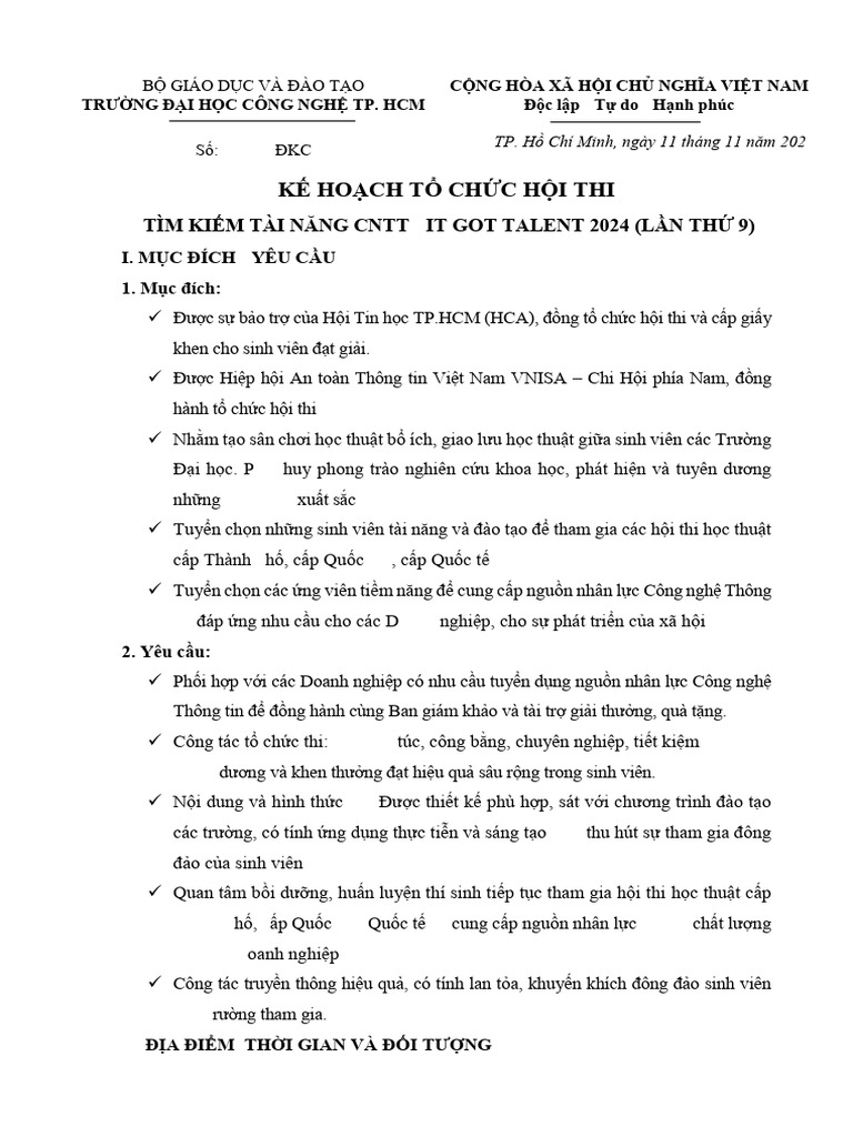 02.Ke hoạch Hoi thi Tìm kiếm tài năng CNTT 2024 | PDF
