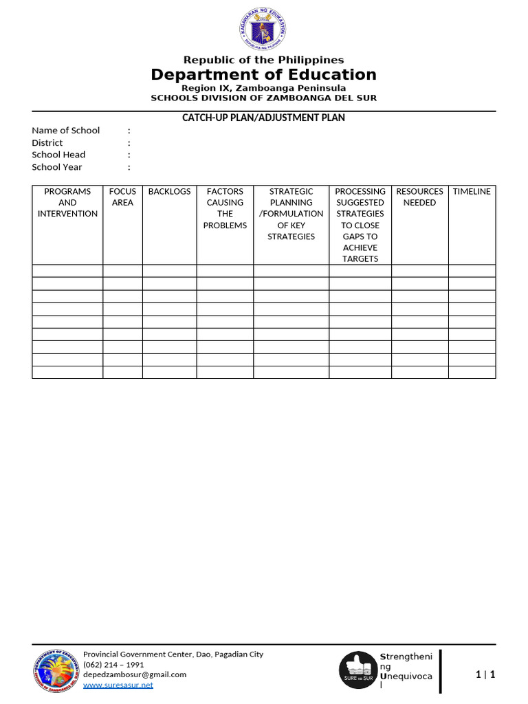5.-Form-2-Catch-Up-Plan-Adjustment-Plan | PDF