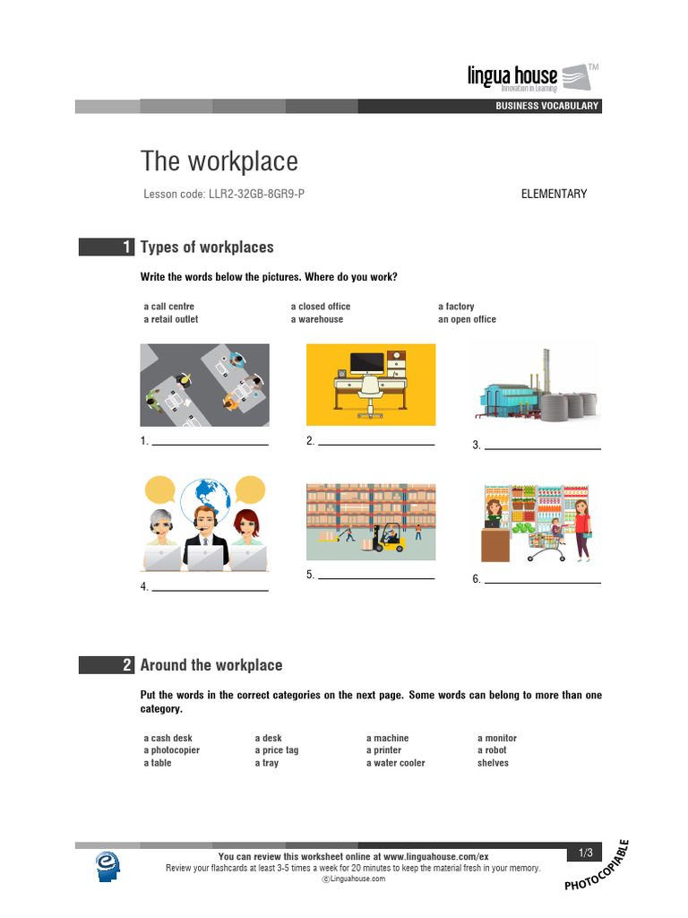 Business Vocabulary: The Workplace Guide | PDF | Linguistic Morphology ...