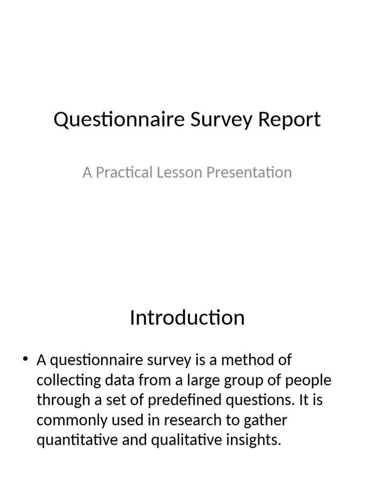 Questionnaire Survey Report | PDF