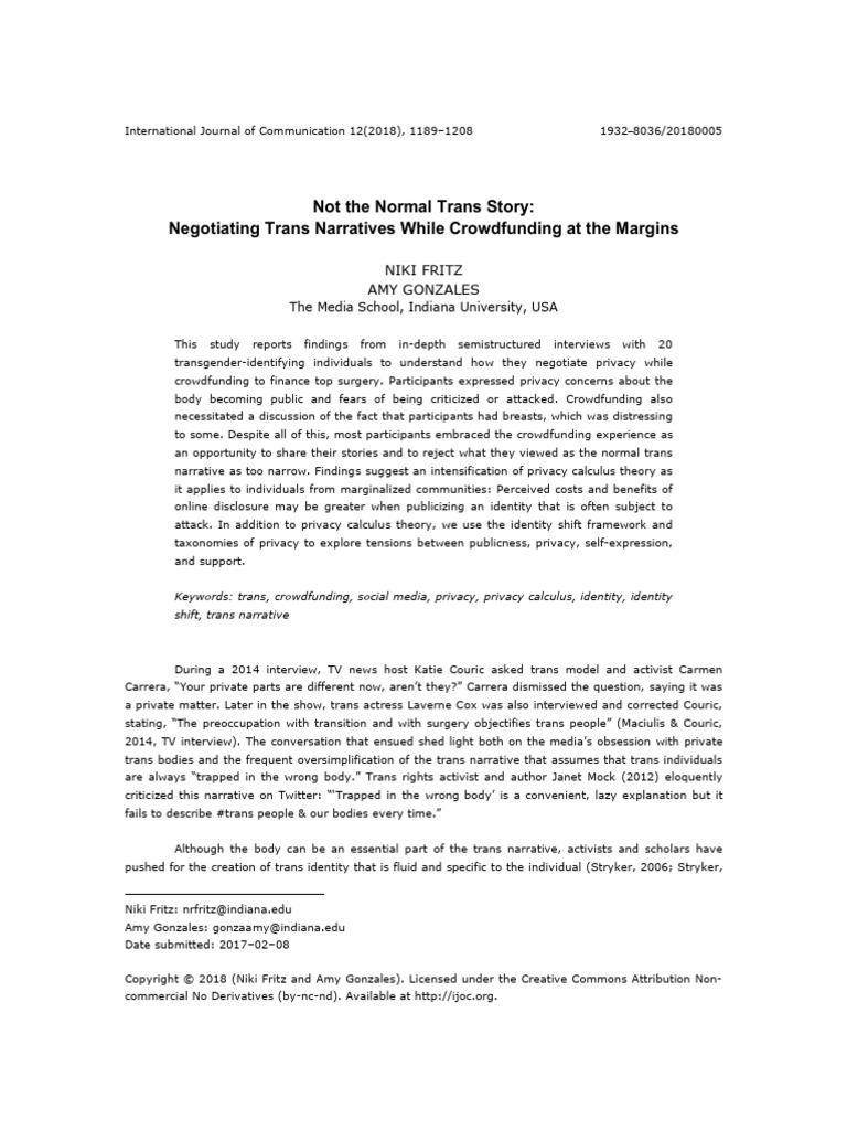 Not The Normal Trans Story Negotiating T | PDF | Transgender | LGBTQIA+ ...