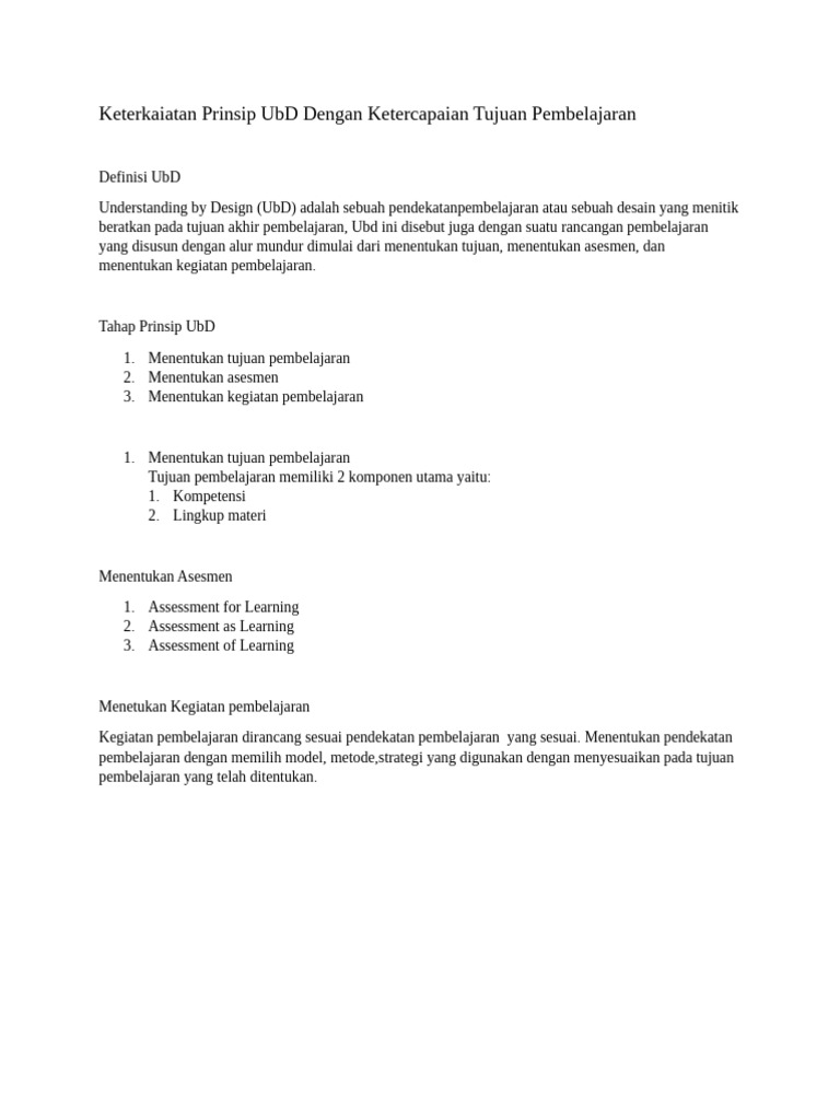 POSTER Keterkaiatan Prinsip UbD Dengan Ketercapaian Tujuan Pembelajaran ...