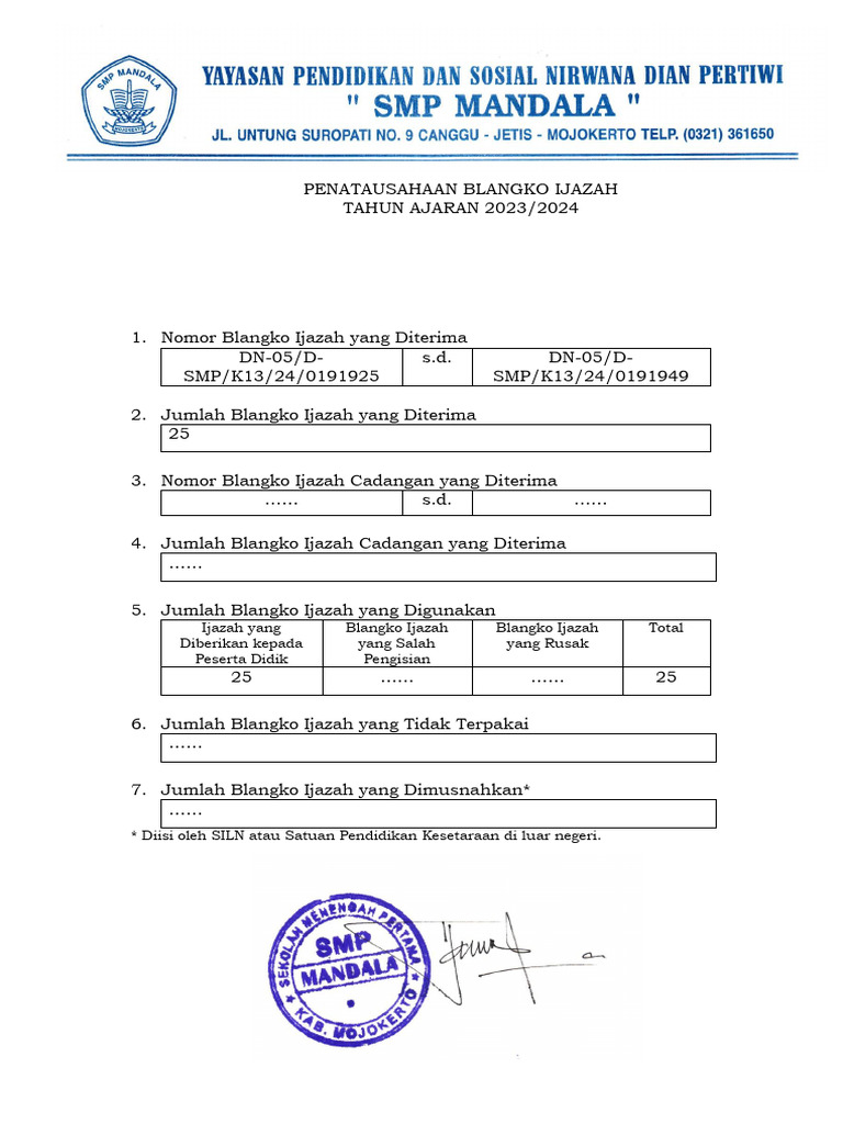 Matrik Penatausahaan 2024 | PDF