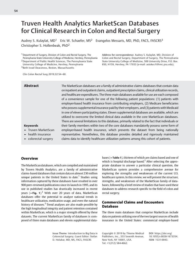 Truven Health Analytics MarketScan Databases for Clinical Research in ...