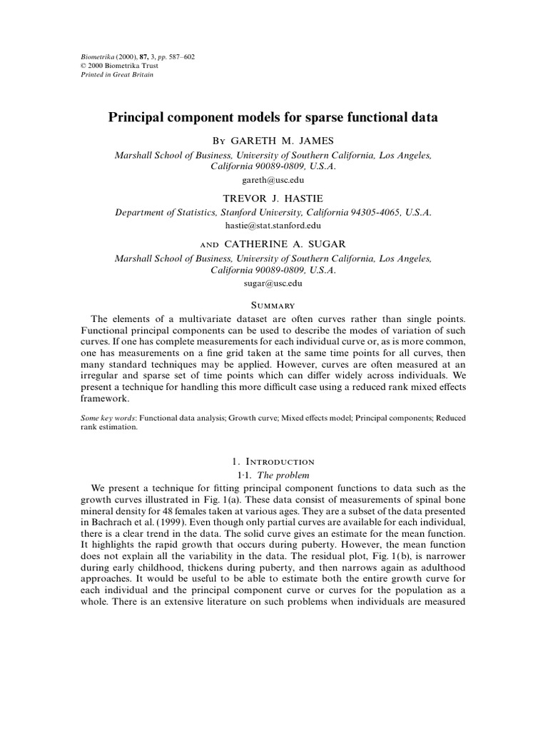 2000 - Gareth - Principal Component Models For Sparse Functional Data | PDF | Principal ...