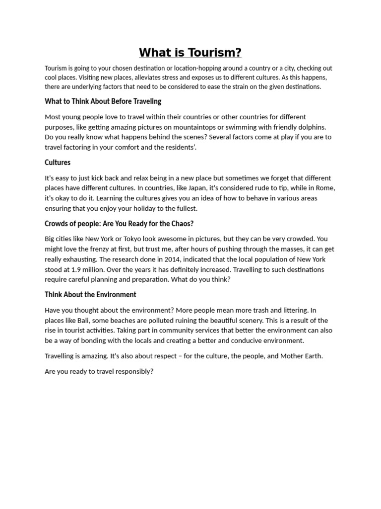 Responsible Travel: Culture & Environment | PDF