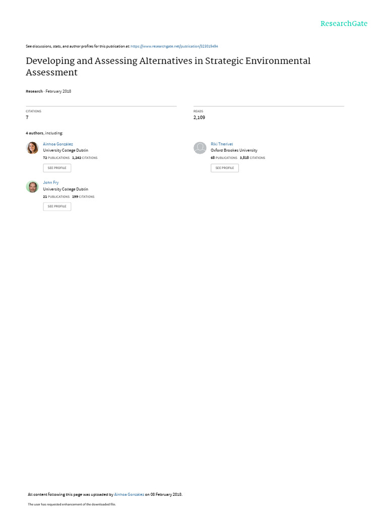 Strategic Environmental Assessment Alternatives | PDF | Waste ...