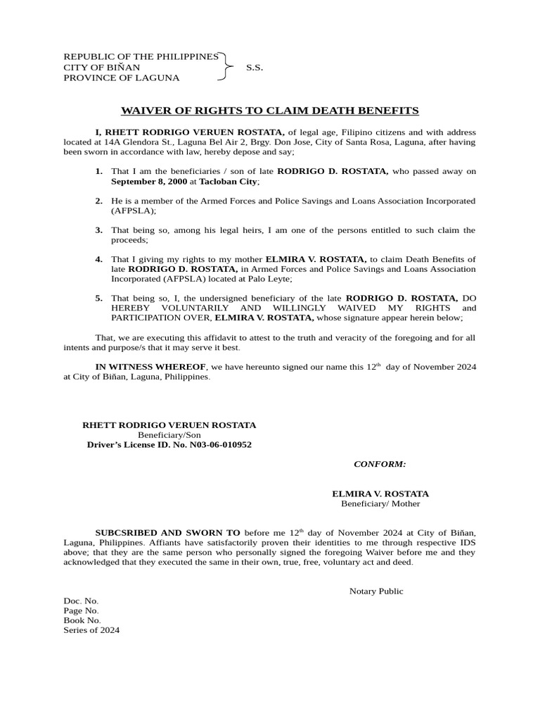 Waiver of Rigths Army | PDF