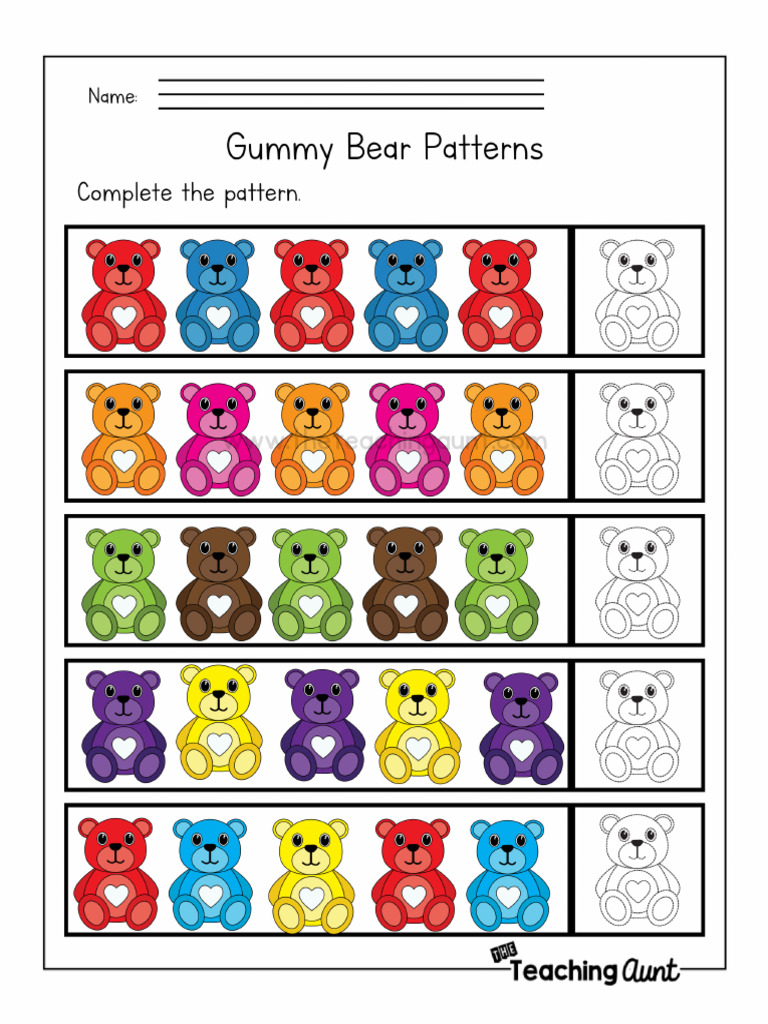 Gummy Bear Pattern Worksheet | PDF