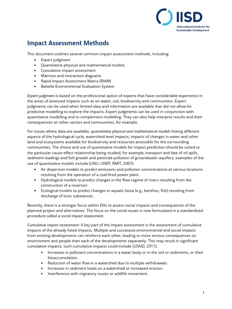Impact Assessment Methods | PDF | Environmental Impact Assessment | Matrix (Mathematics)
