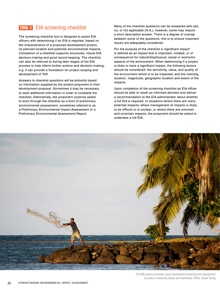 SPREP EIA Screening Checklist | PDF | Environmental Impact Assessment ...