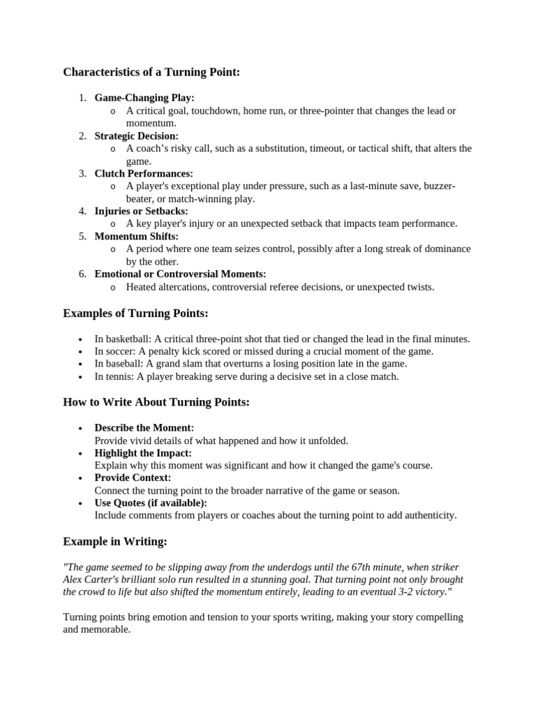 Sports Turning Points Explained | PDF