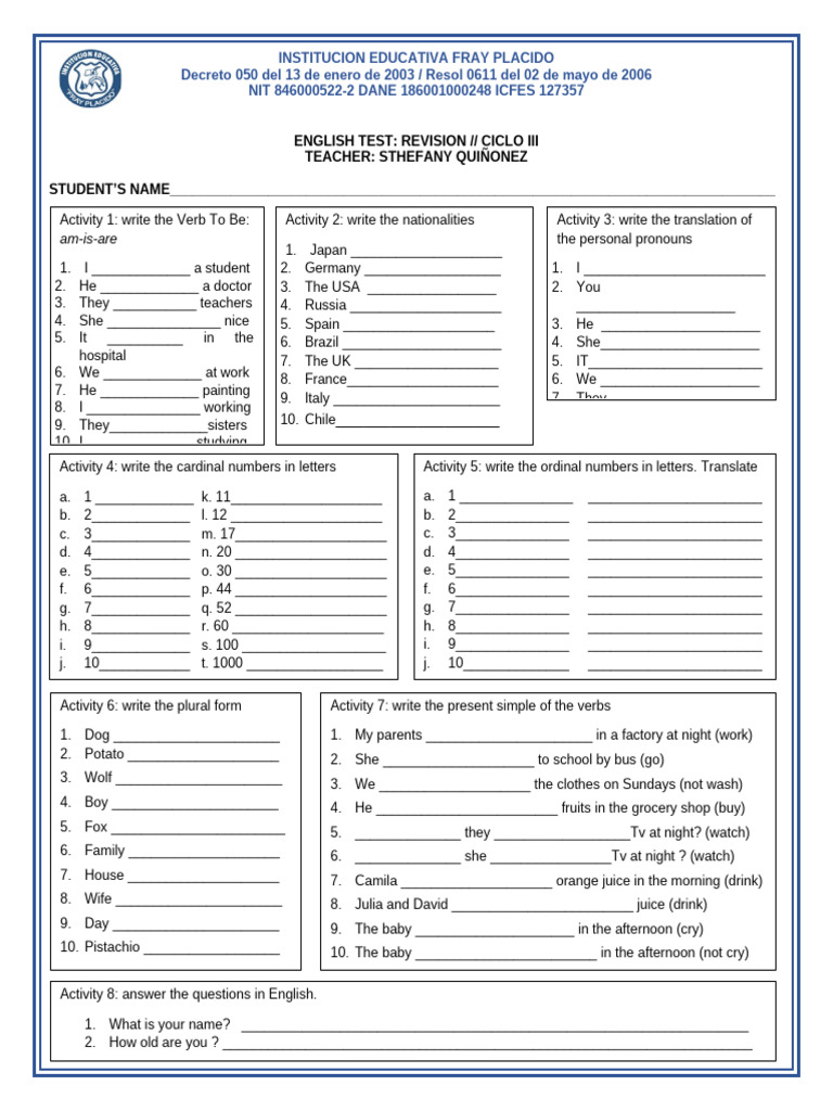 PRUEBA DIAGNOSTICA 6° GRADO | PDF | Linguistics