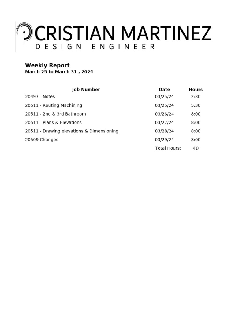 Weekly Work Hours Summary | PDF