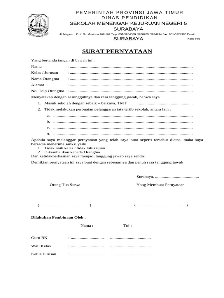 Surat Pernyataan Perbaikan 2021 | PDF