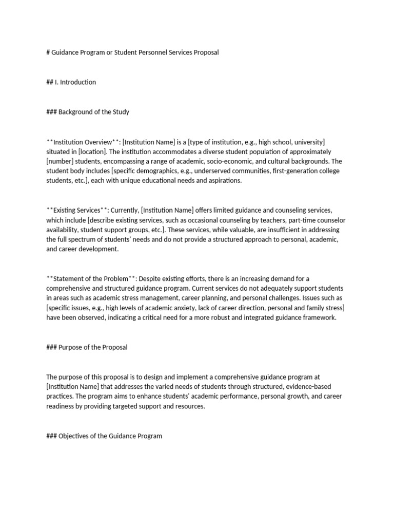 Guidance Program or Student Personnel Services Proposal | PDF ...